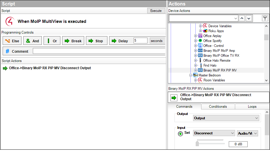 Configuring MultiView (MV) in Control4 for B-960 MoIP Receivers
